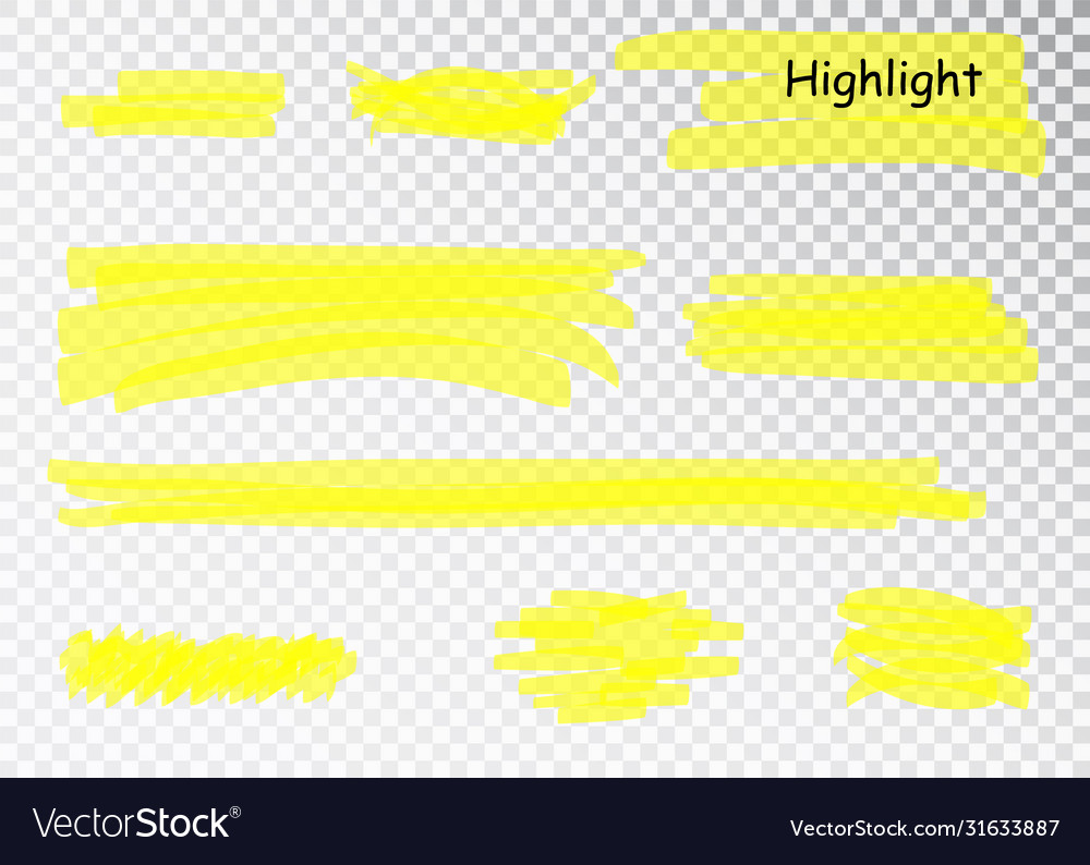 Yellow highlighter marker strokes brush Royalty Free Vector Yellow highlighter marker strokes brush Royalty Free Vector