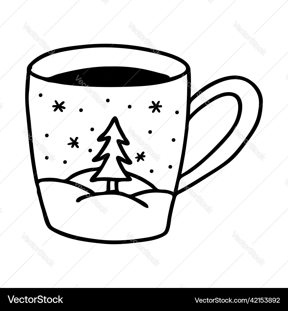 A mug of tea and winter pattern with simple Vector Image