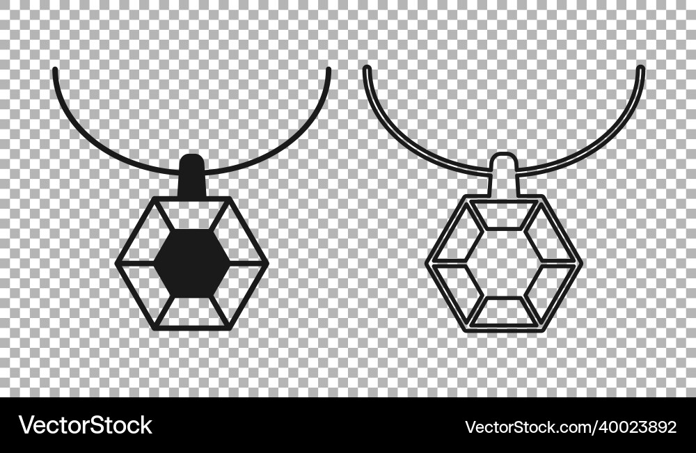 Black pendant on necklace icon isolated Royalty Free Vector
