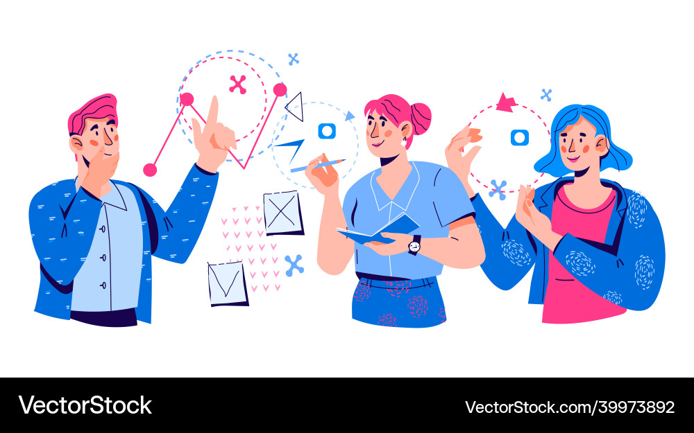 Business people colleagues studying infographic Vector Image