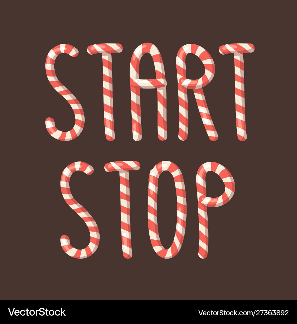 Cartoon christmas candy cane hand drawn font Vector Image