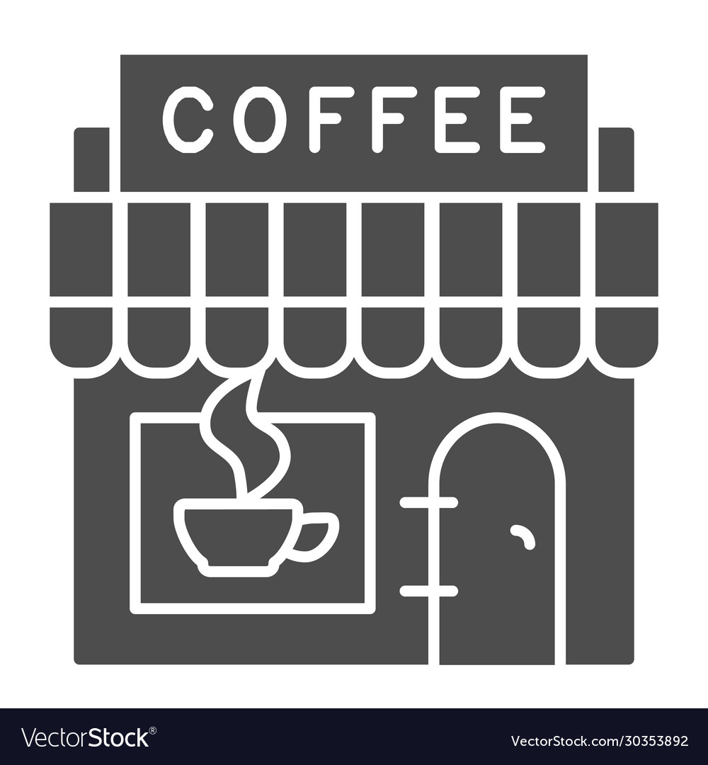 Coffee store solid icon building facade Royalty Free Vector