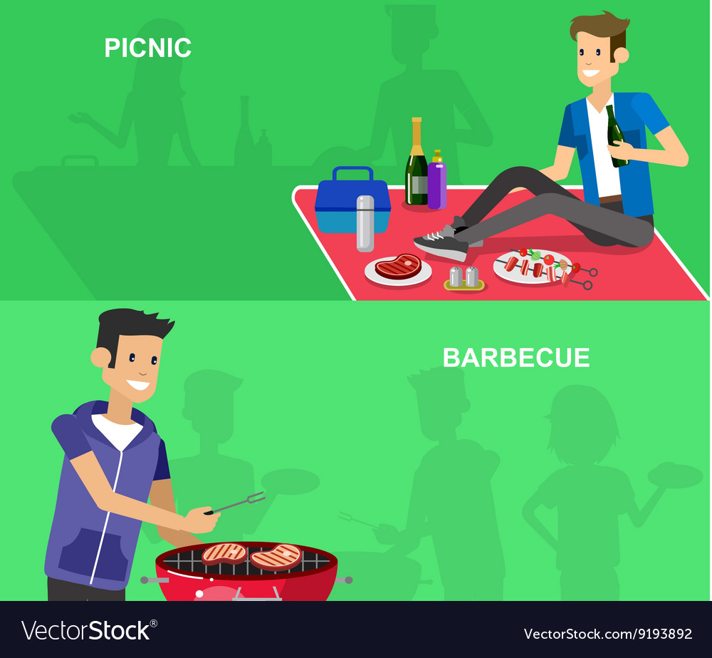 Family picnic bbq party food and barbecue Vector Image