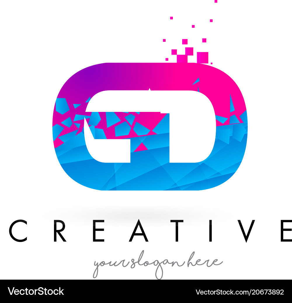 Gd g d letter logo with shattered broken blue Vector Image