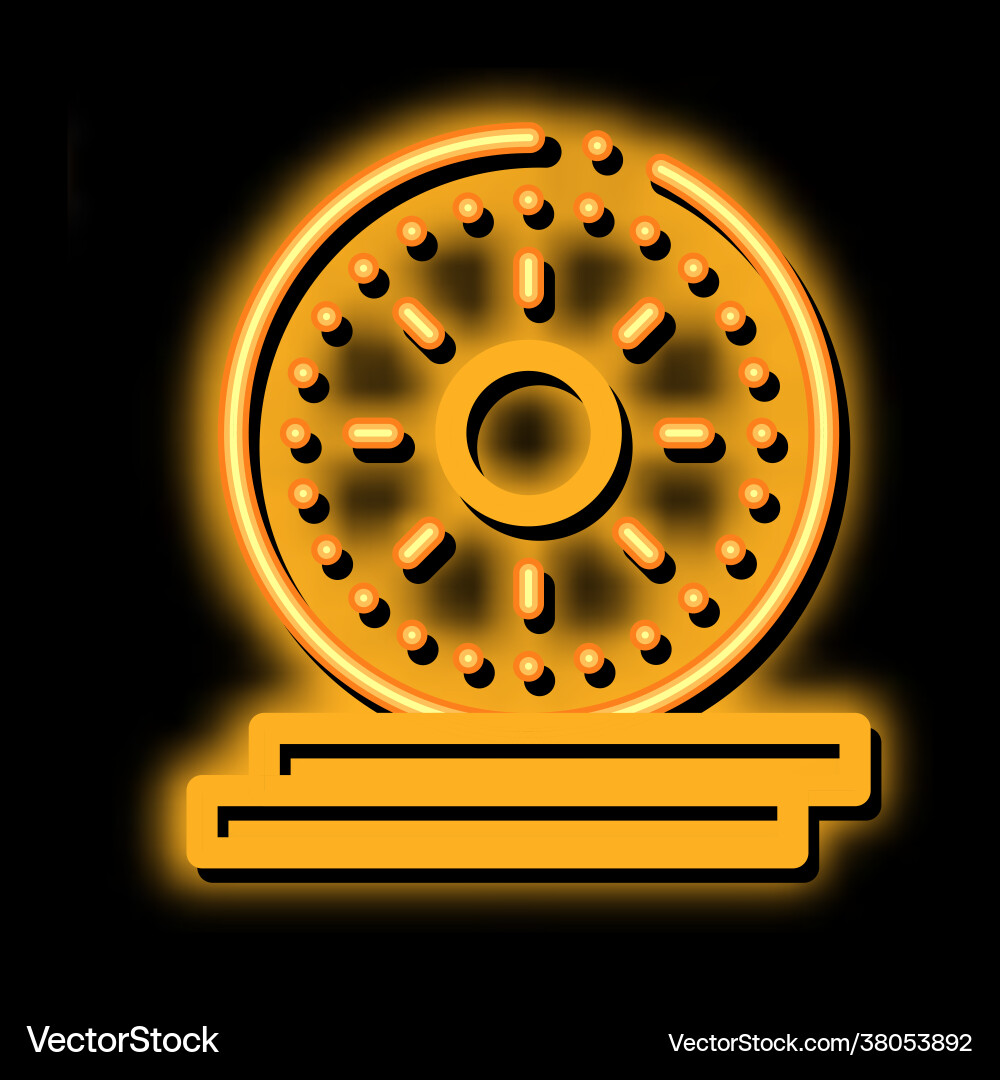 Golden coins neon glow icon Royalty Free Vector Image