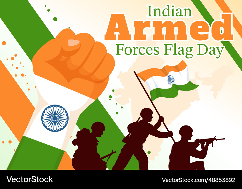 Indian armed forces flag day with india and army Vector Image