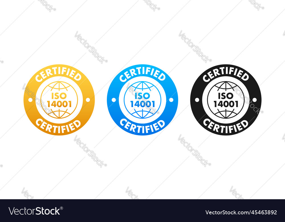 Iso 14001 certified badge icon certification Vector Image