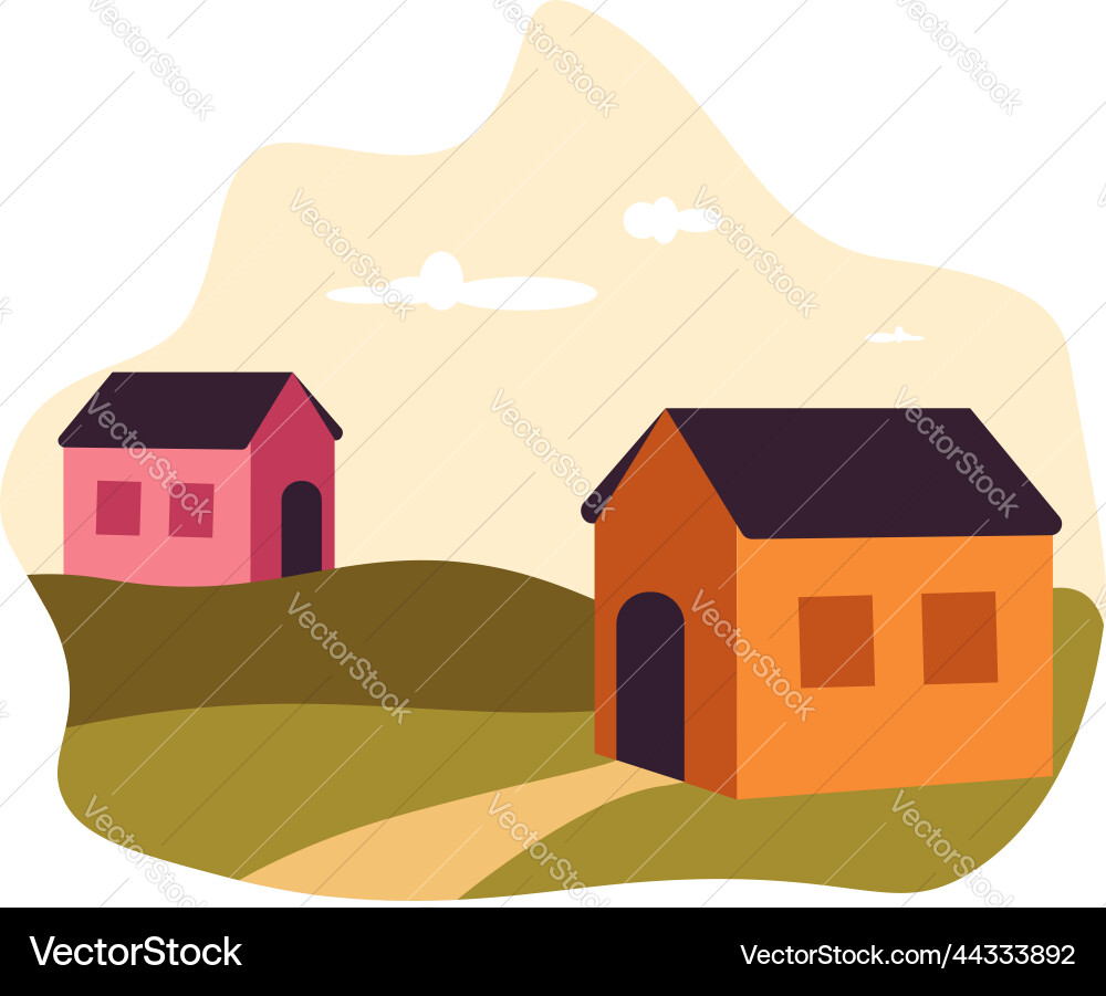 Pink and orange house on a white background Vector Image