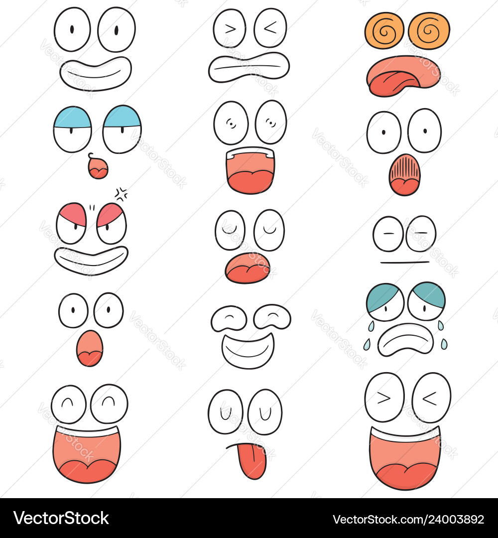 Set of cartoon face Royalty Free Vector Image - VectorStock