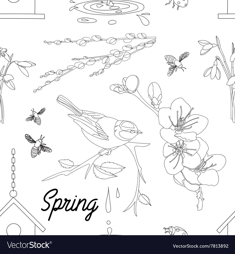 Spring elements pattern Royalty Free Vector Image