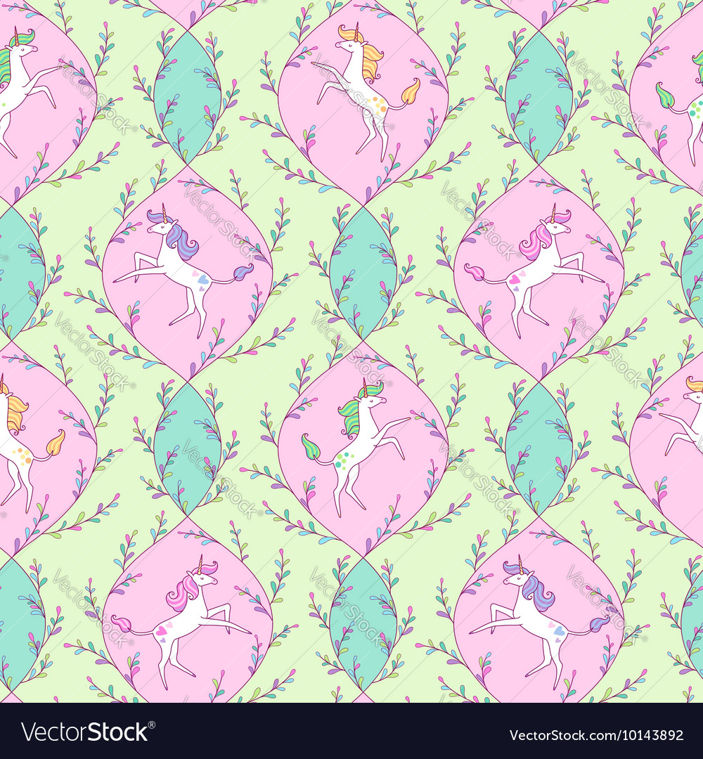 Unicorn pattern spring Royalty Free Vector Image