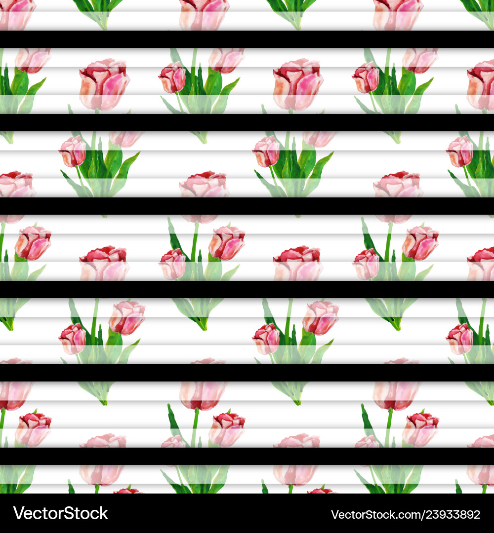 Watercolor spring floral background with stripes Vector Image