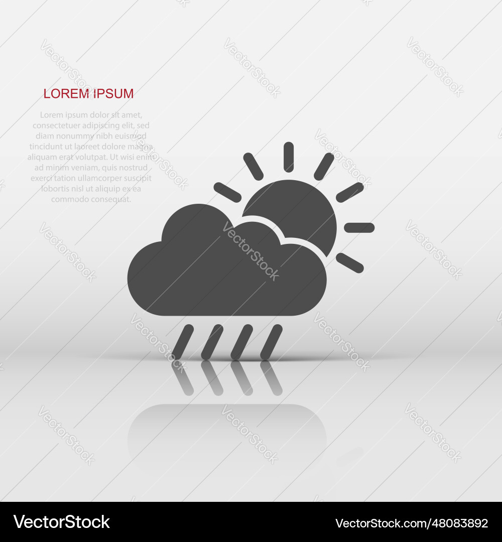 Weather icon in flat style sun cloud and rain Vector Image