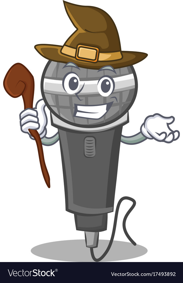Witch microphone cartoon character design Vector Image Witch microphone cartoon character design Vector Image