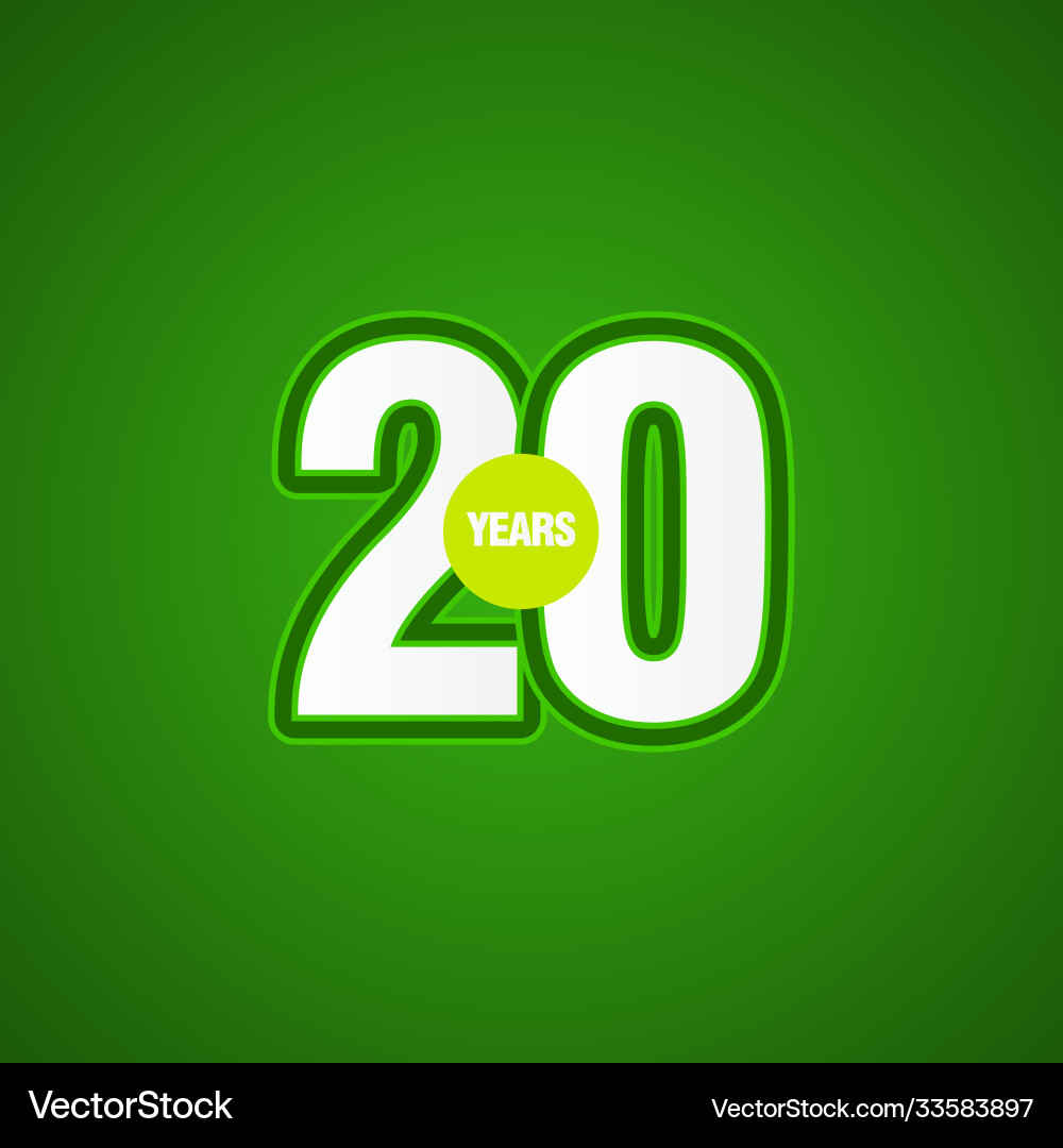 20 years anniversary green light template design Vector Image