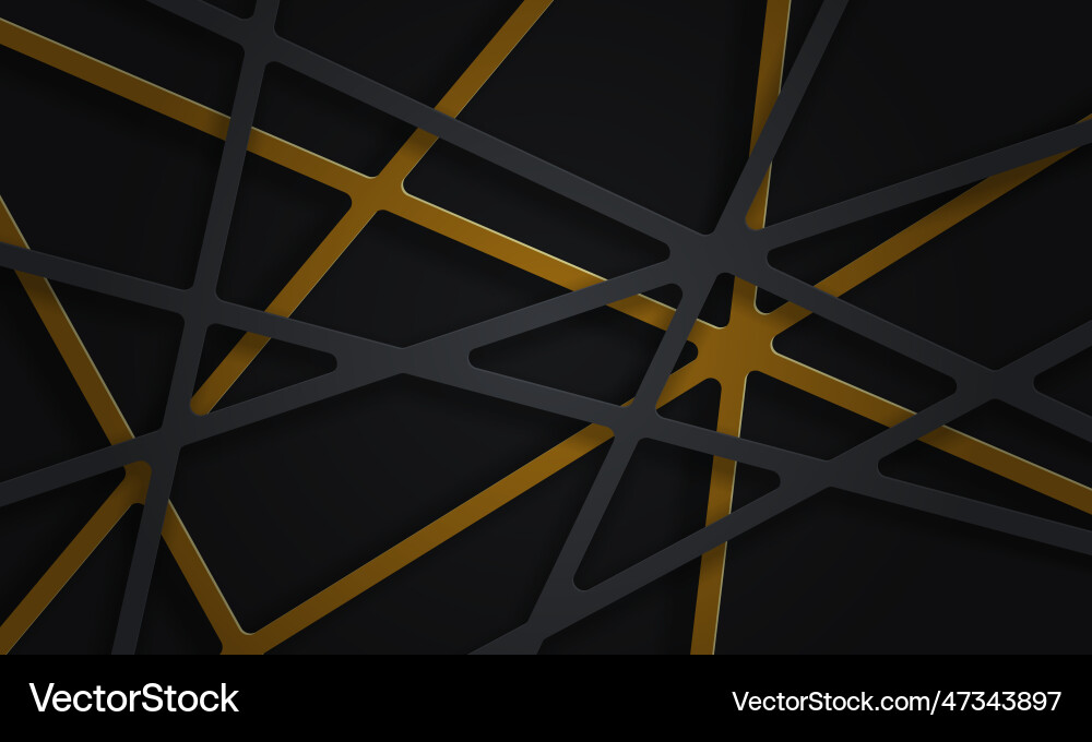 3d abstract black and gold lines background Vector Image
