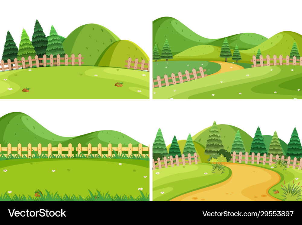 A set outdoor scene including hills Royalty Free Vector