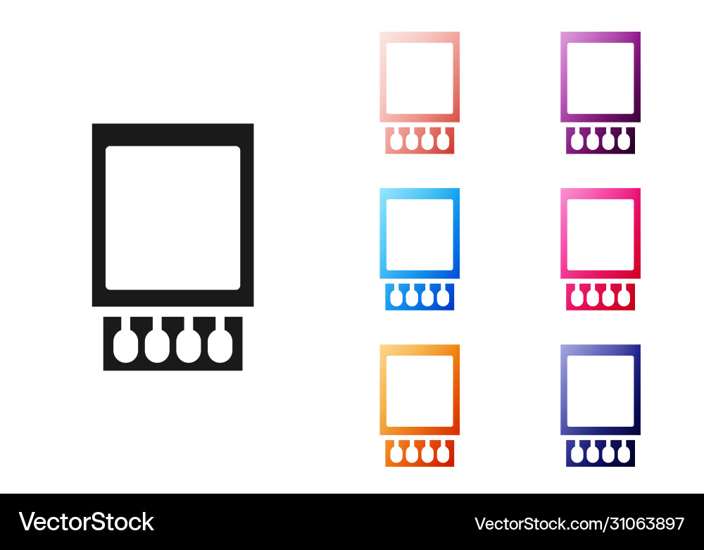Black open matchbox and matches icon isolated Vector Image