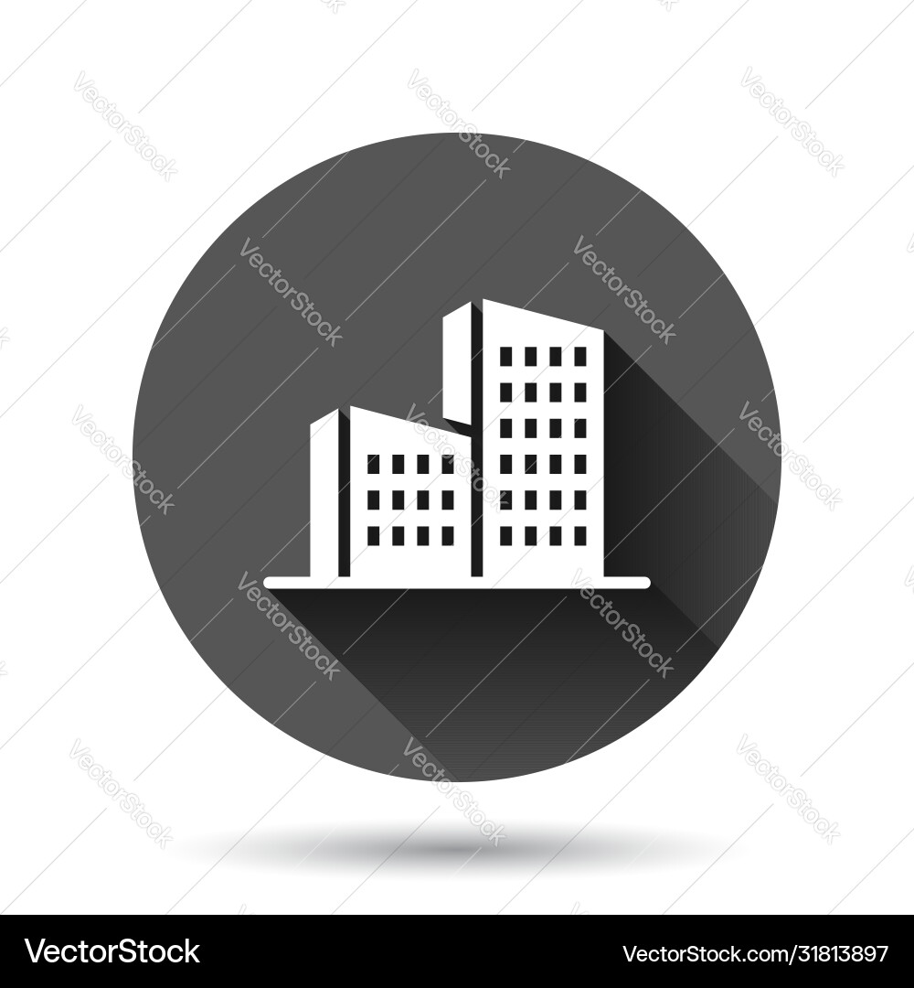 Building icon in flat style town skyscraper Vector Image