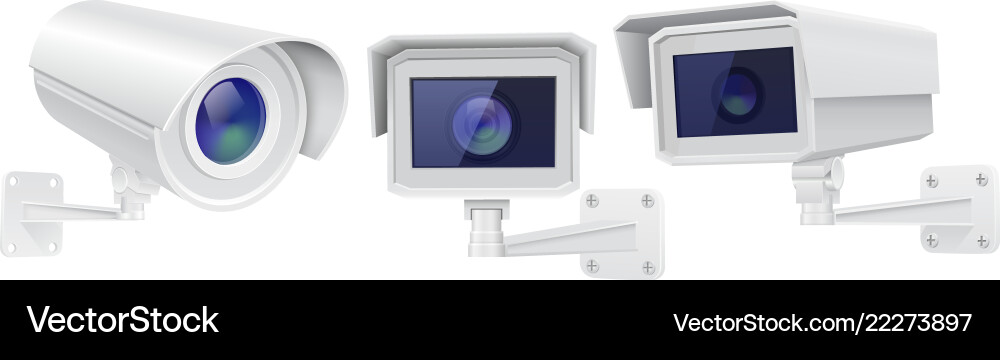 Cctv security camera set of surveillance devices Vector Image