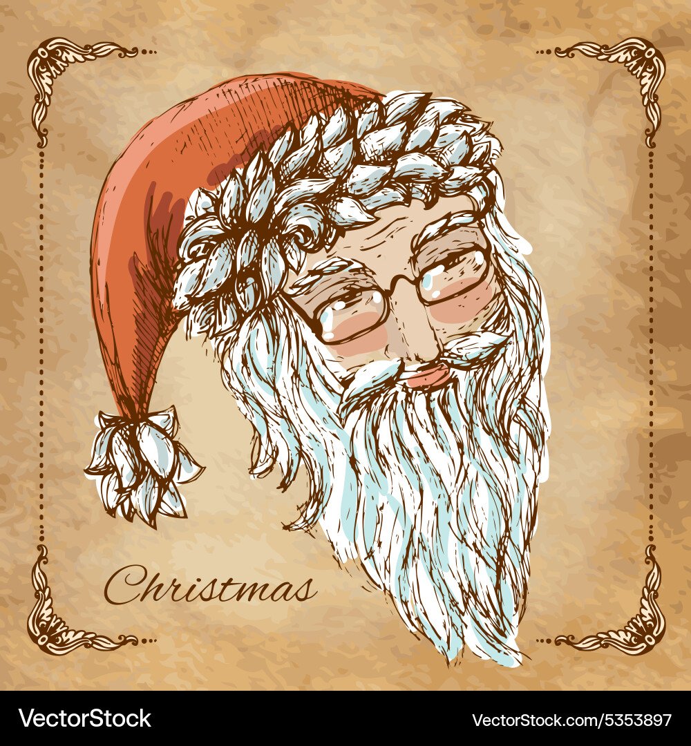 Christmas hand drawn retro postcard with cute Vector Image