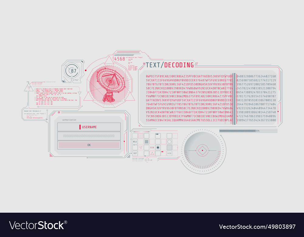 Futuristic hud interface for radio telescope data Vector Image