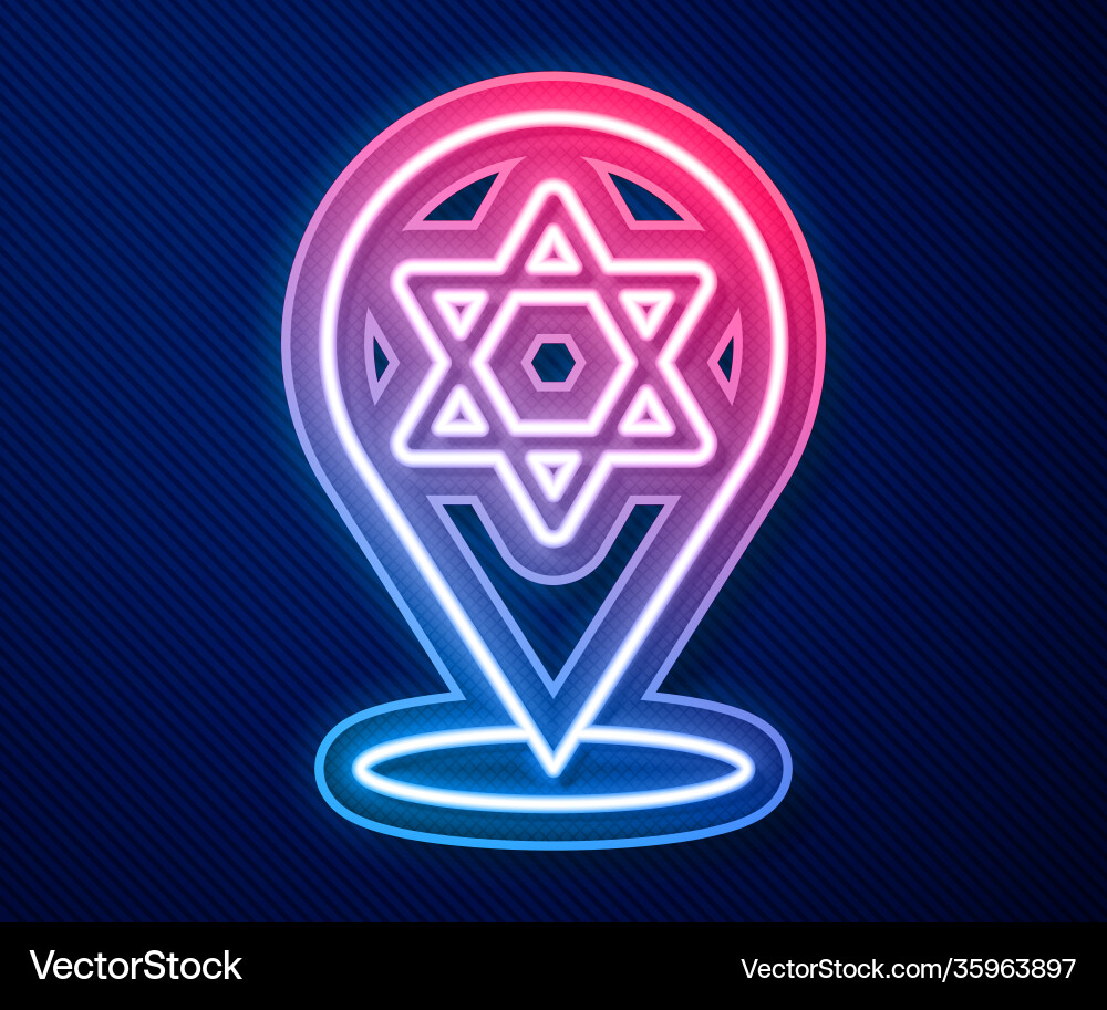 Glowing neon line star david icon isolated Vector Image