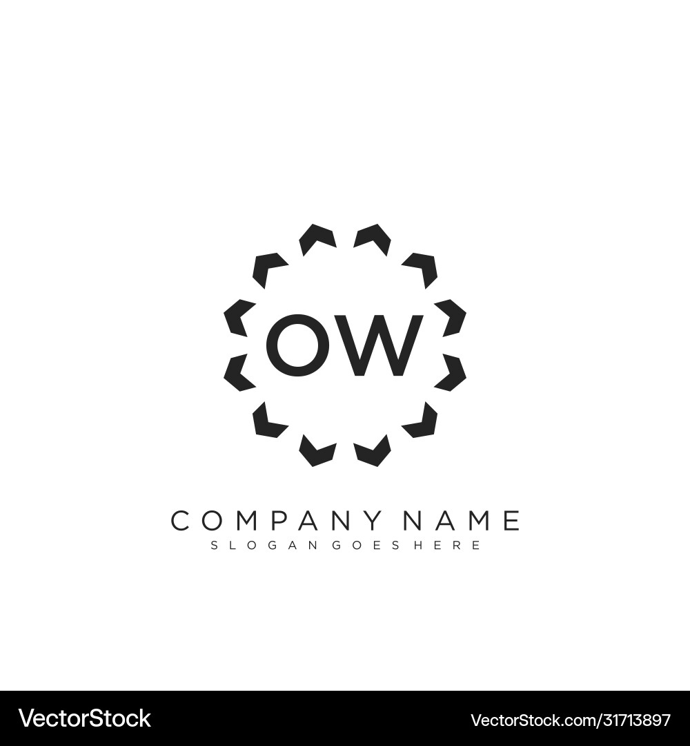 Ow initial handwriting logo design Royalty Free Vector Image