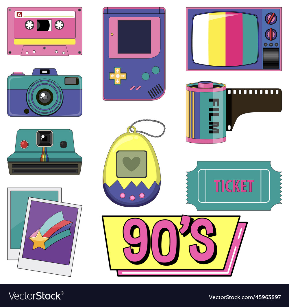 Retro objects and elements set Royalty Free Vector Image