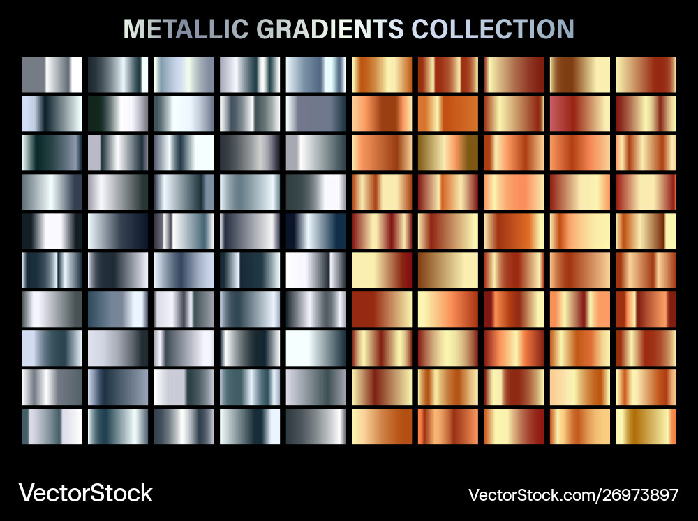 Silver and orange bronze glossy gradient metal Vector Image