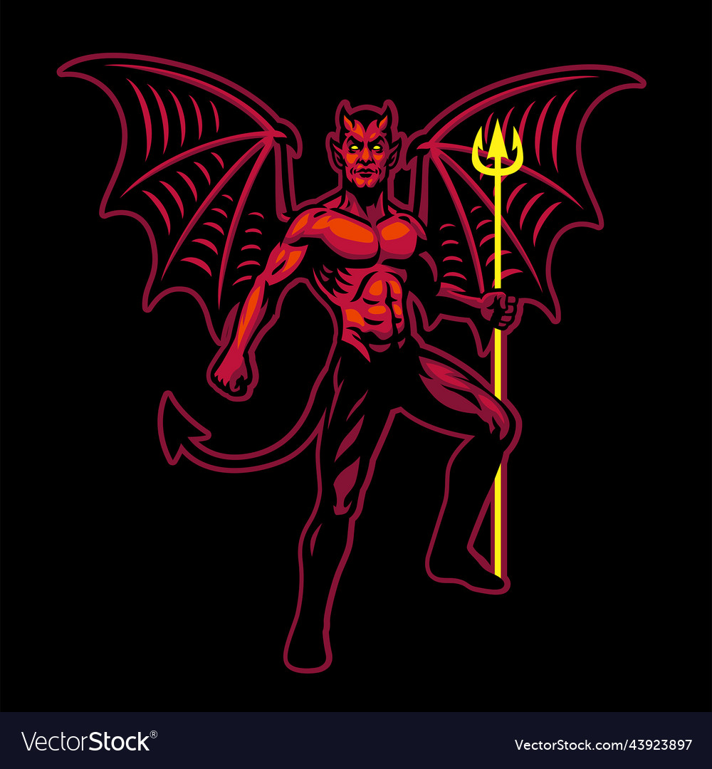 Standing devil with wings Royalty Free Vector Image