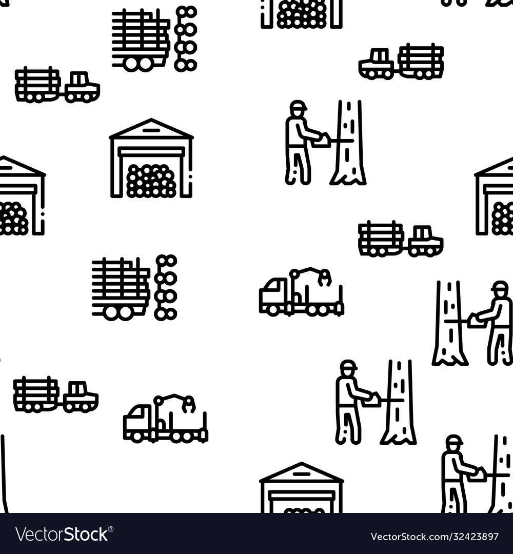 Wood logging industry seamless pattern Royalty Free Vector
