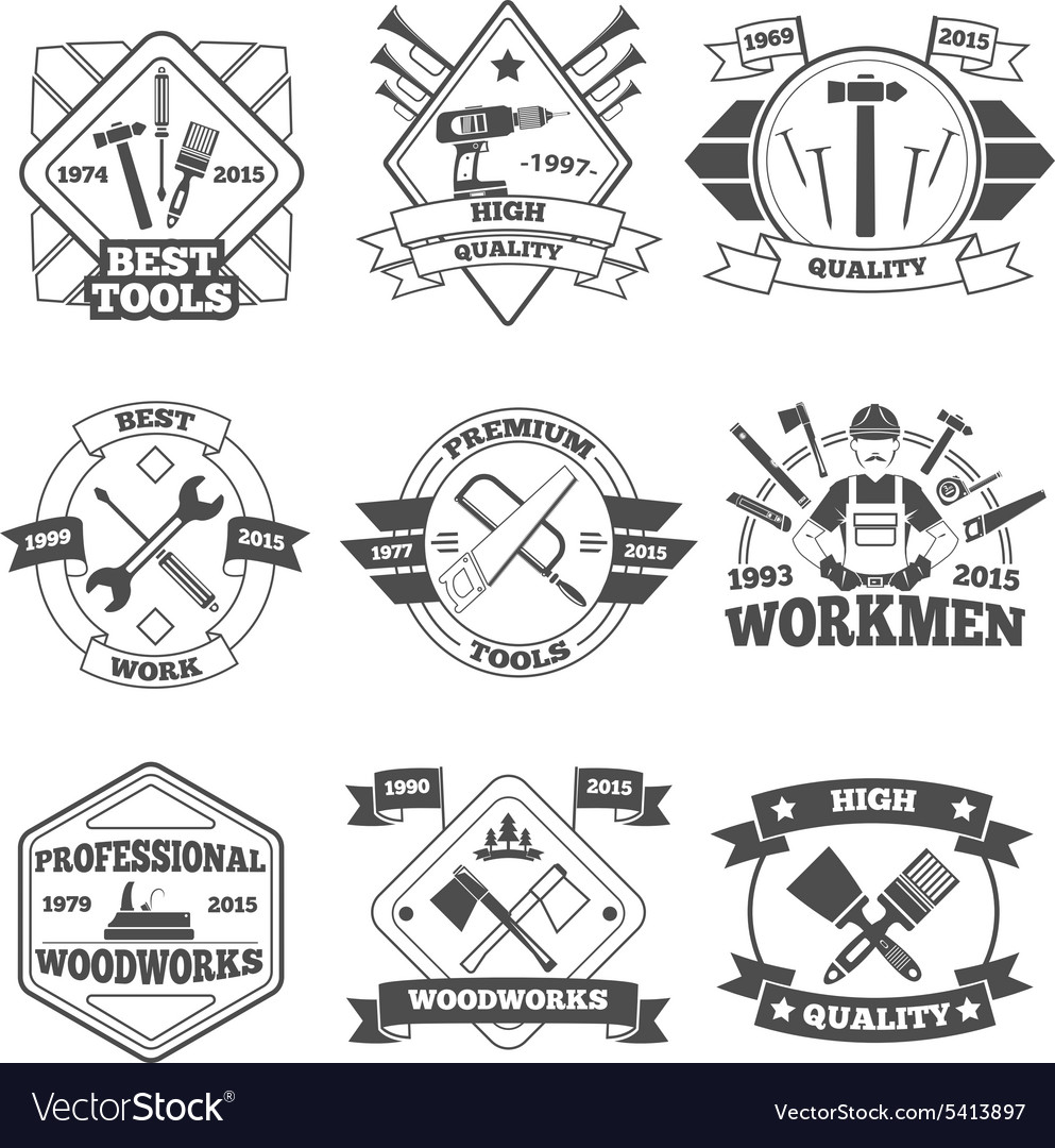Work Tools Label Set Royalty Free Vector Image