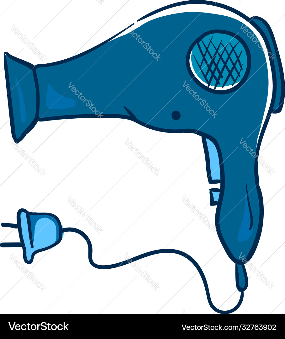Blue hair dryer on white background Royalty Free Vector