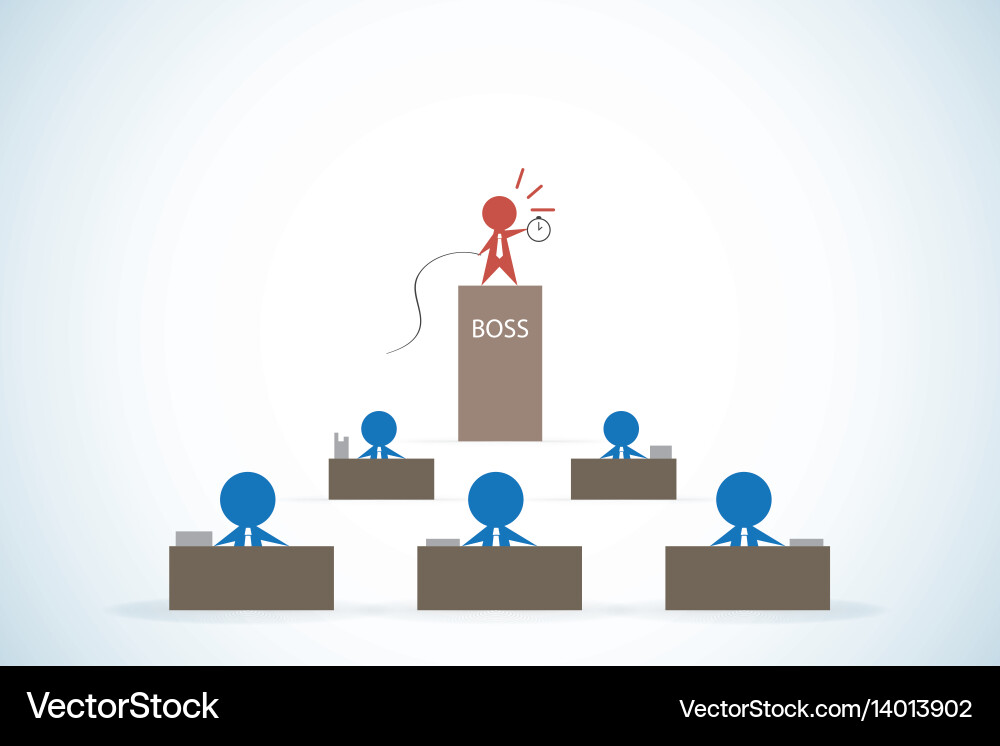 Boss holding whip and clock to control employee Vector Image