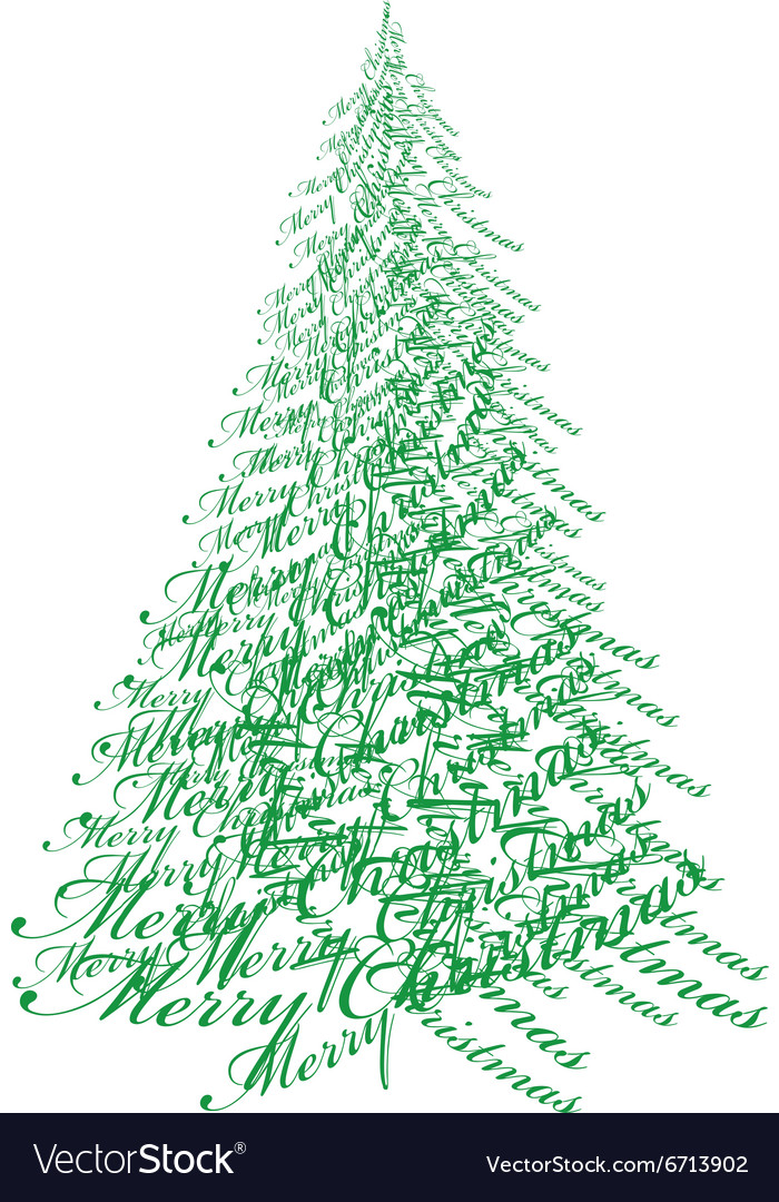 Christmas tree with text Royalty Free Vector Image