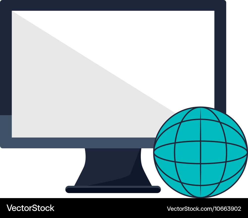 Computer and earth globe diagram icon Royalty Free Vector
