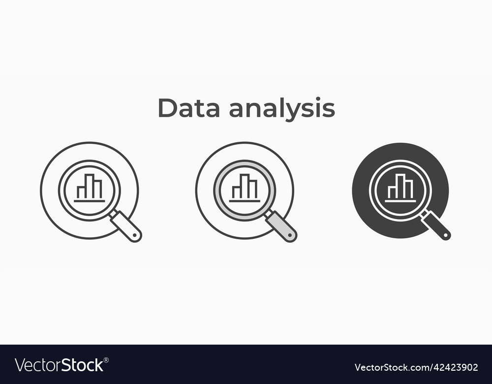 Data analysis icon black Royalty Free Vector Image