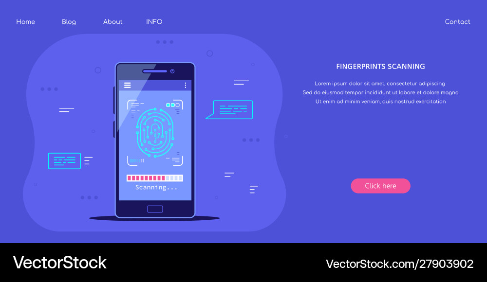 Fingerprint scanning to mobile phone flat style Vector Image