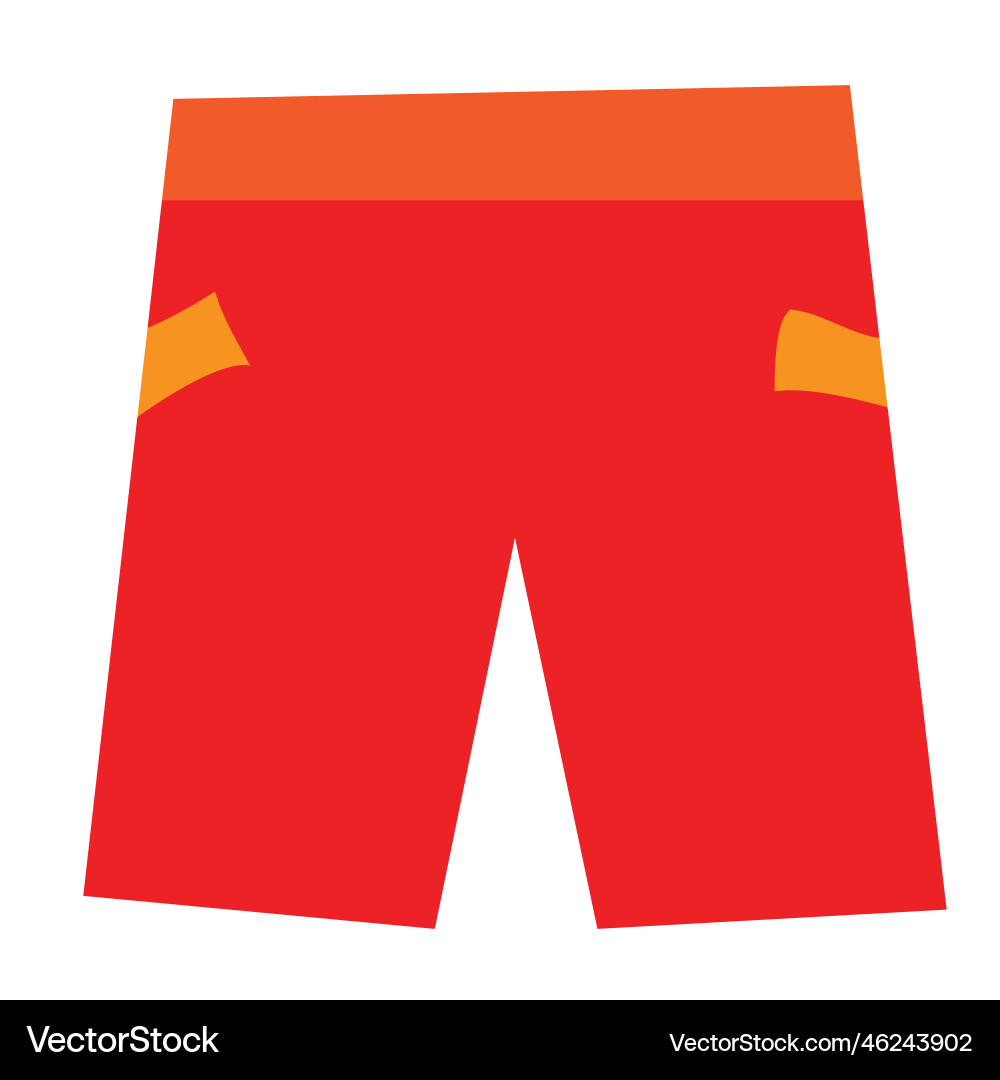 Flat trendy red shorts with yellow lapels Vector Image