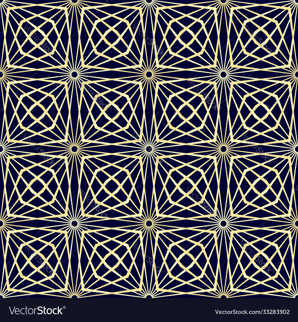 Geometric gold grid pattern lines seamless Vector Image