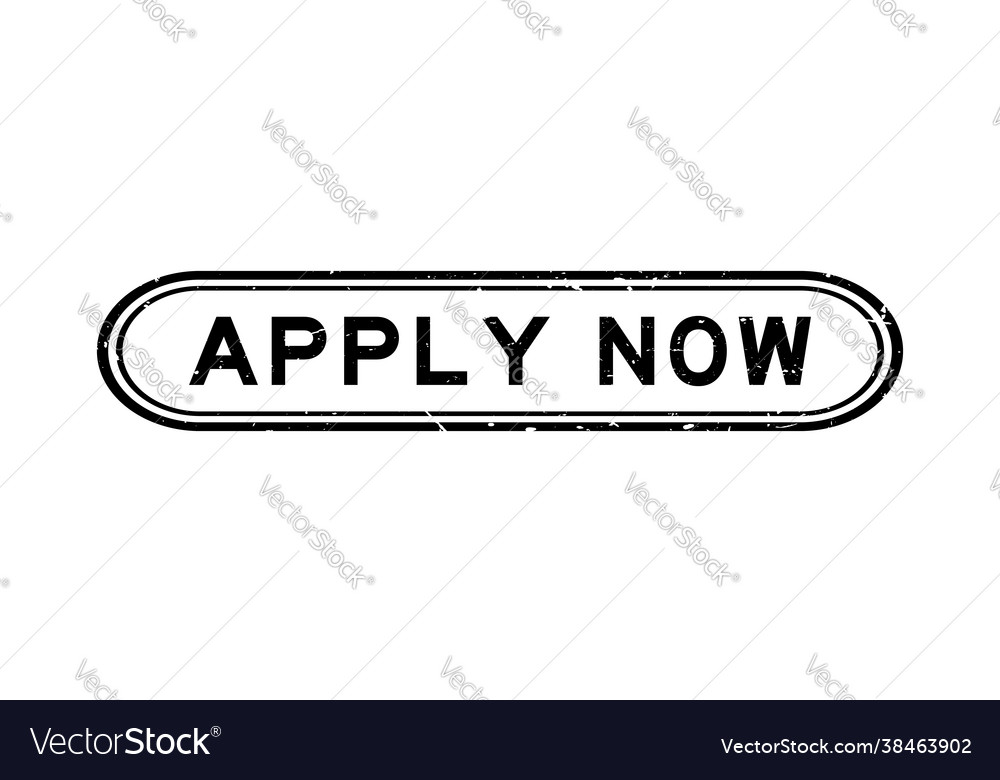 Grunge black apply now word rubber seal stamp Vector Image