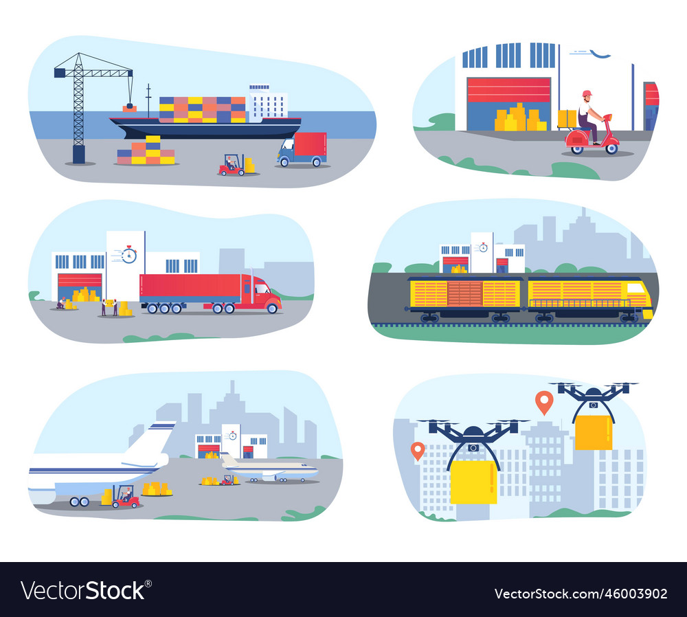 Logistics delivery set Royalty Free Vector Image