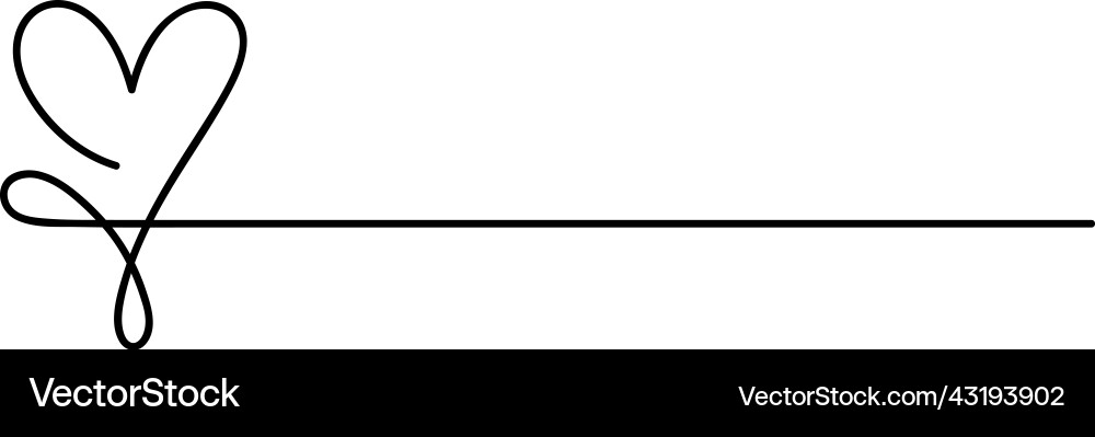 Love icon calligraphy heart and line Royalty Free Vector