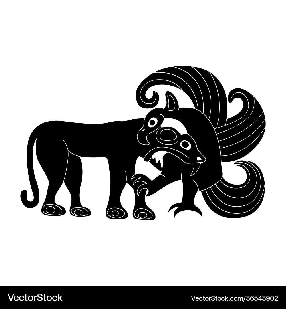 Monochrome icon with ancient scythian art Vector Image