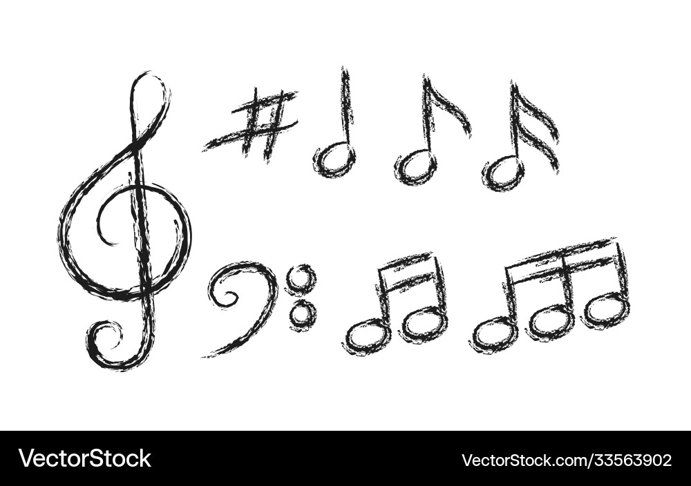 Pencil set musical signs isolated on a white Vector Image