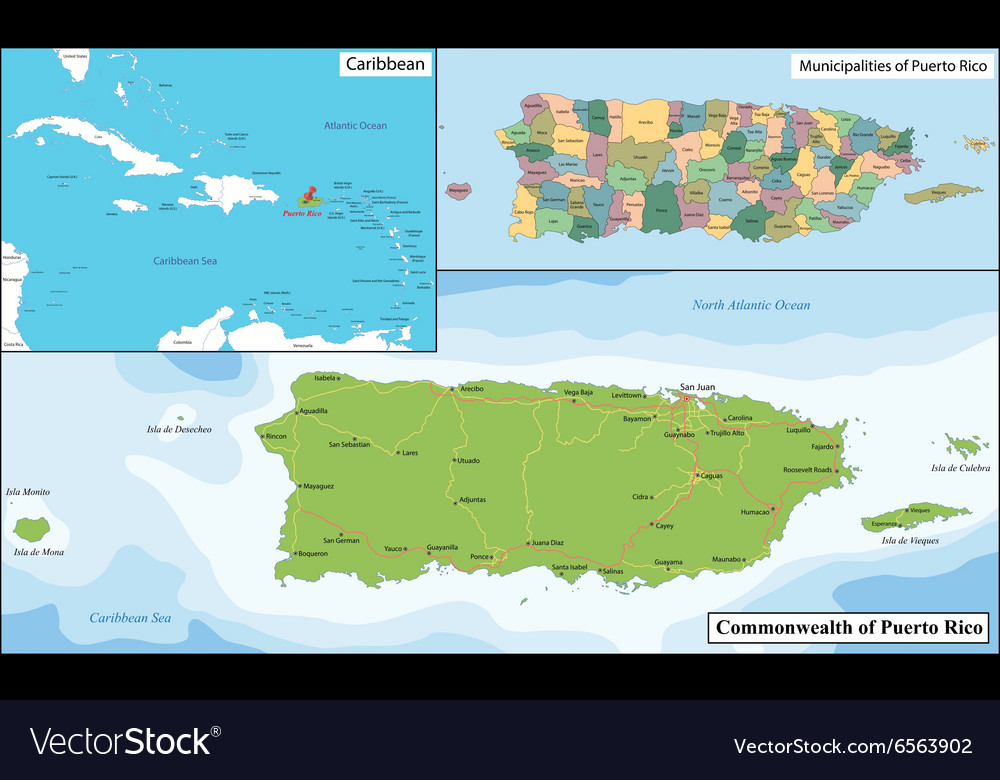 Puerto rico map Royalty Free Vector Image - VectorStock
