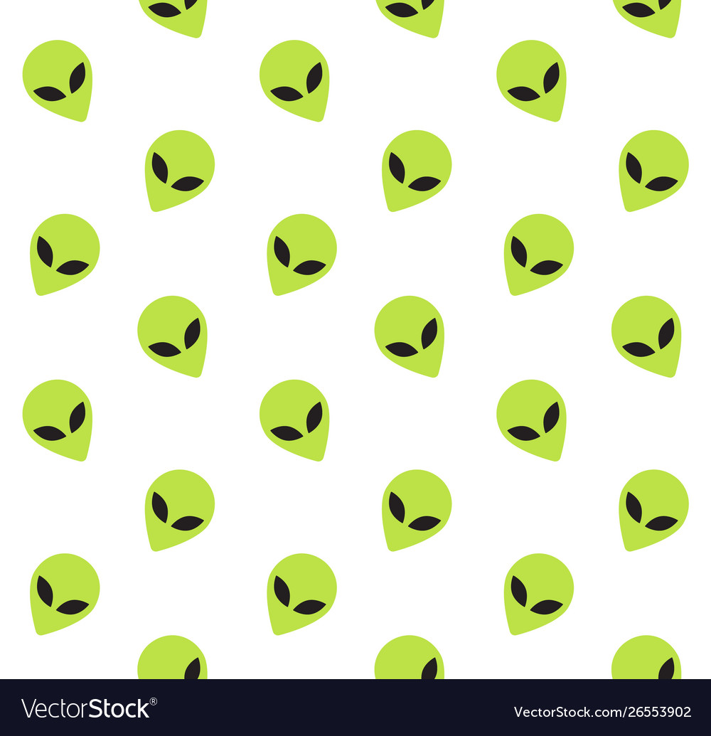 Seamless pattern green alien face Royalty Free Vector Image