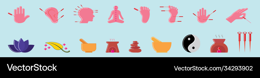 Set alternative medicine cartoon icon design Vector Image