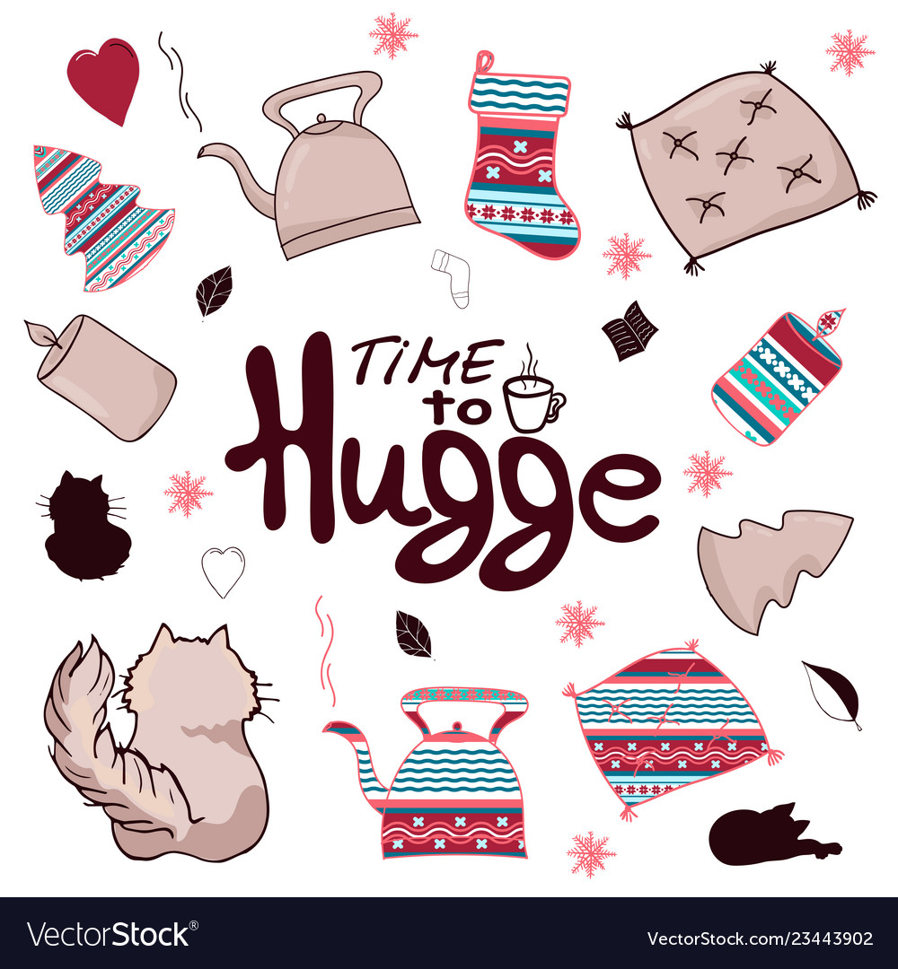 Set of colorful objects in the style hugge Vector Image